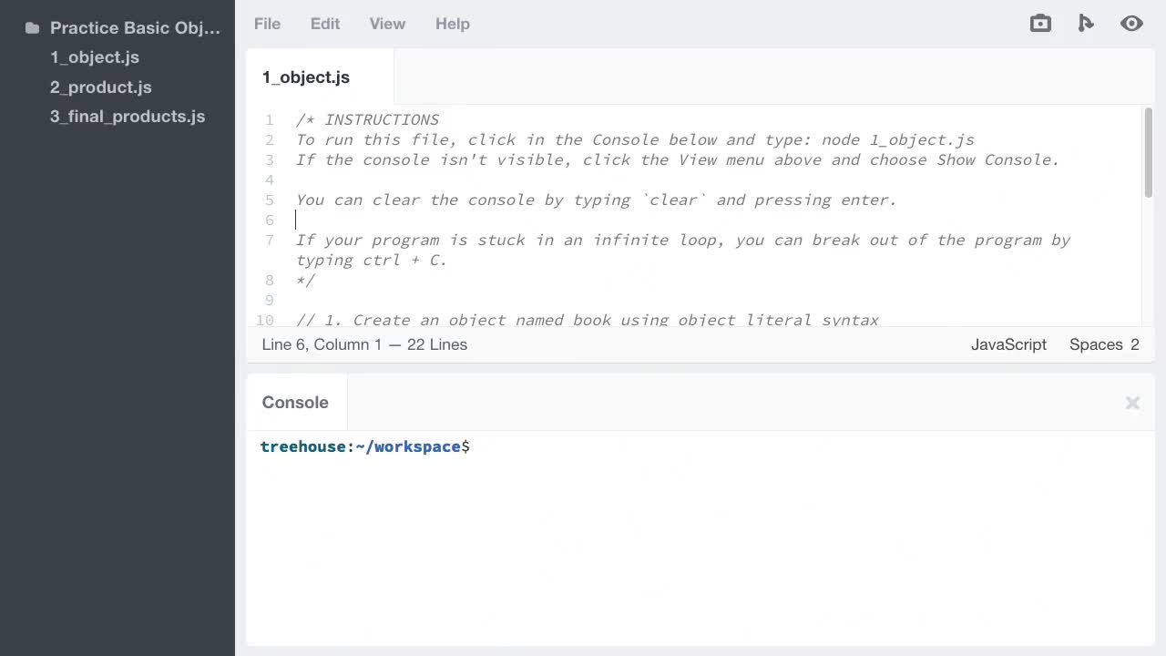 Create an Object Literal (How To) | Practice Object Literals in JavaScript | Treehouse