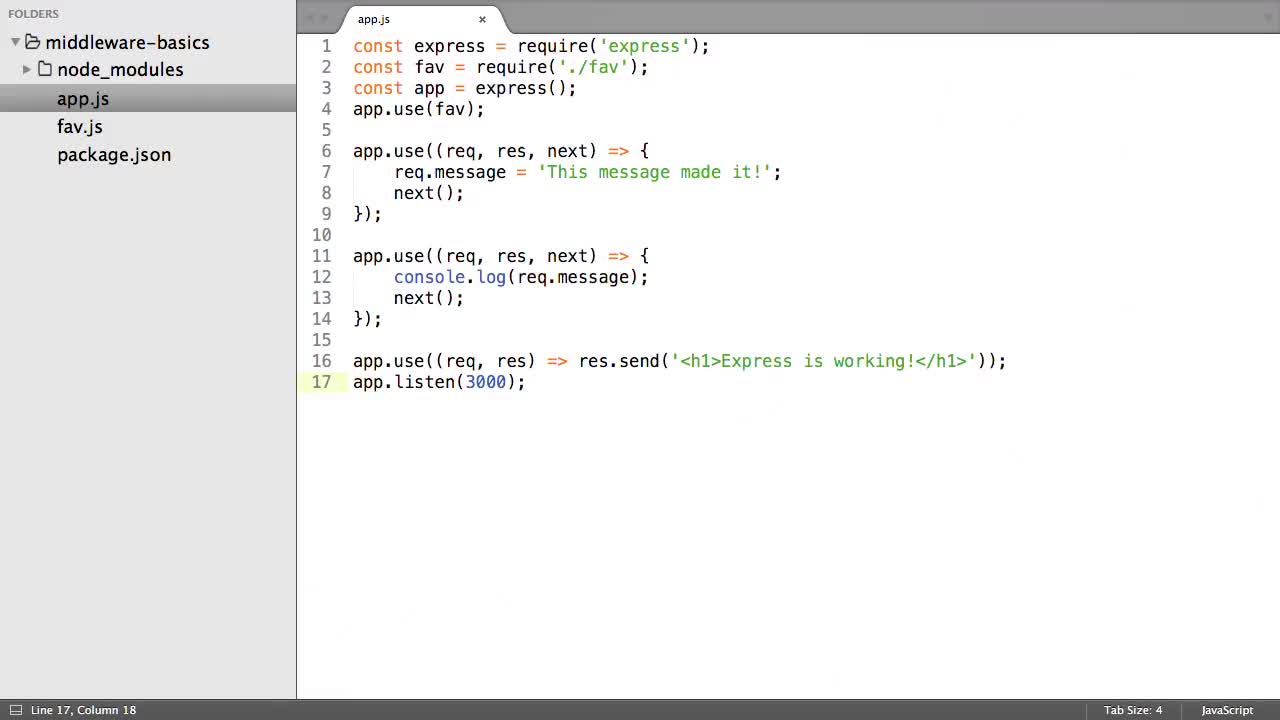 Using next() and Handling Errors (How To) | Understanding Express Middleware | Treehouse