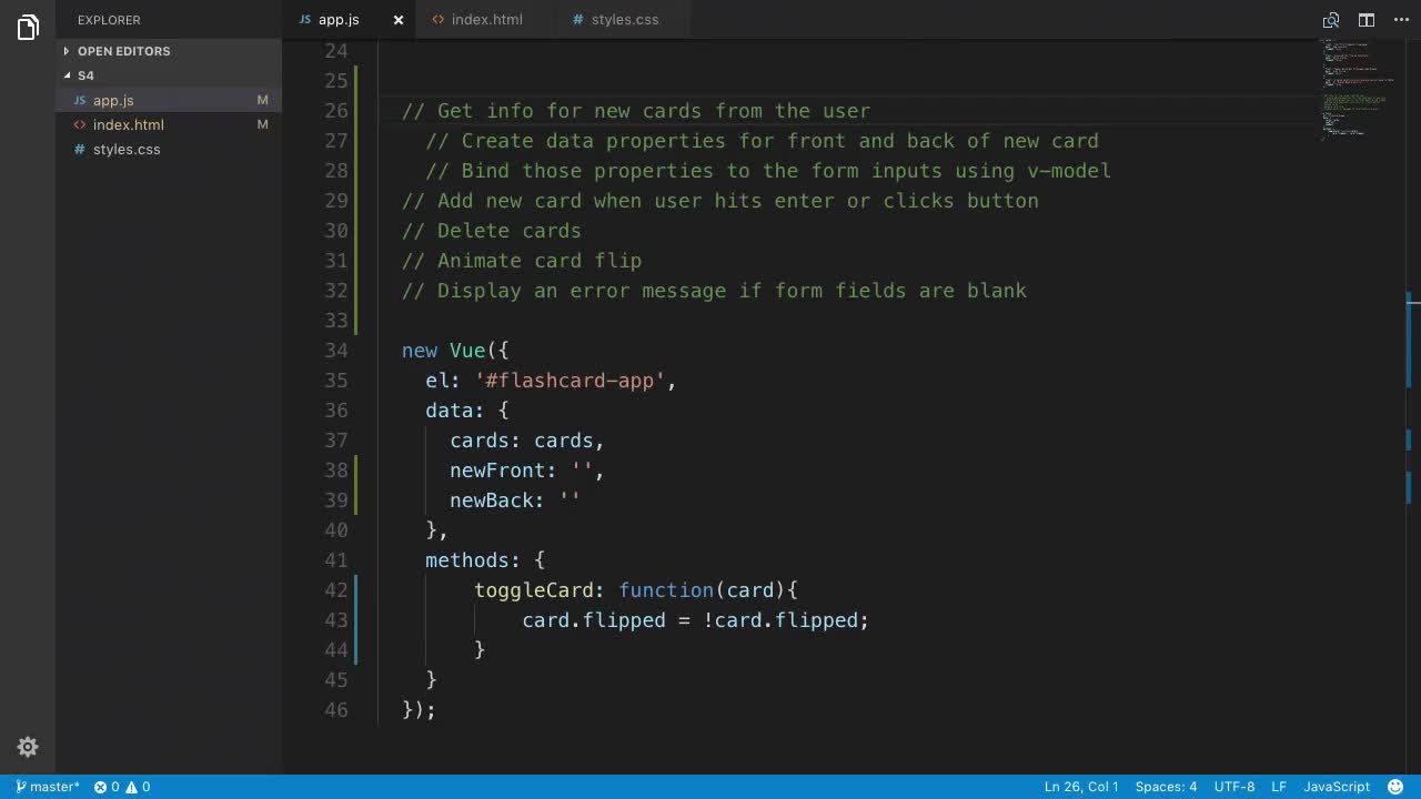 Creating A New Card How To Vuejs Basics Treehouse